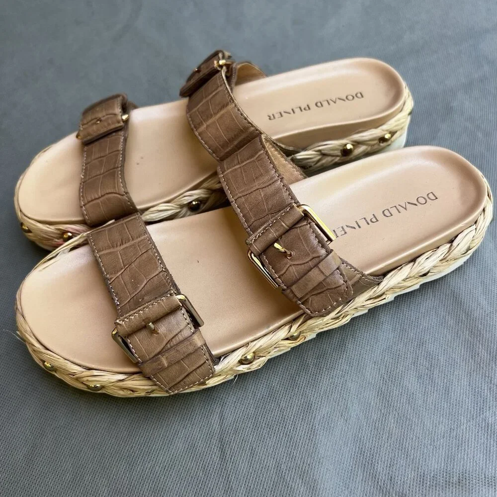 Donald J. Pliner | Shoes | Donald J Pliner Brown Braided Platform Slide ...